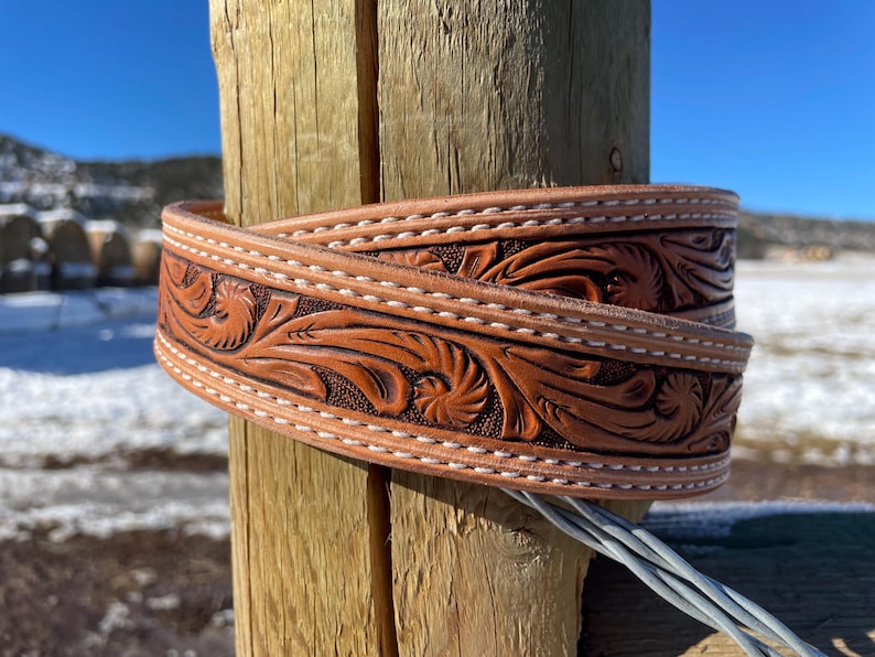 Leather Belt, Western, Floral Tooling, Handmade, Custom - Etsy