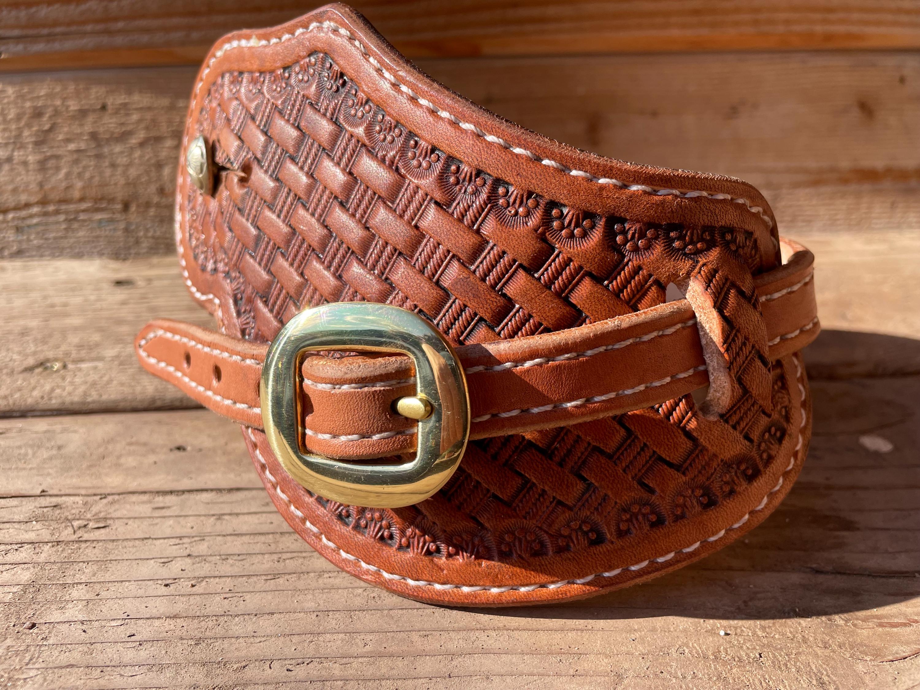 Western Leather Spur Straps, Tooled, Handmade, Basketweave - Etsy