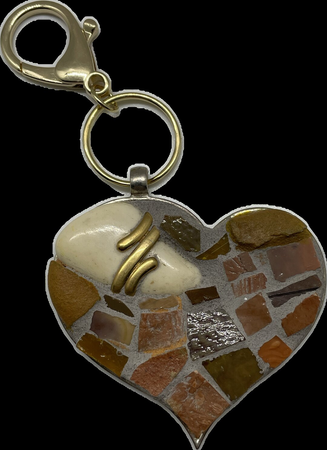 Heart Mosaic Keyring Mothers Day Gift Upcycled Jewelry Neutral Tones - Etsy