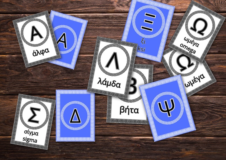 Greek Alphabet Flashcards, Printable, Color and Black and White ...