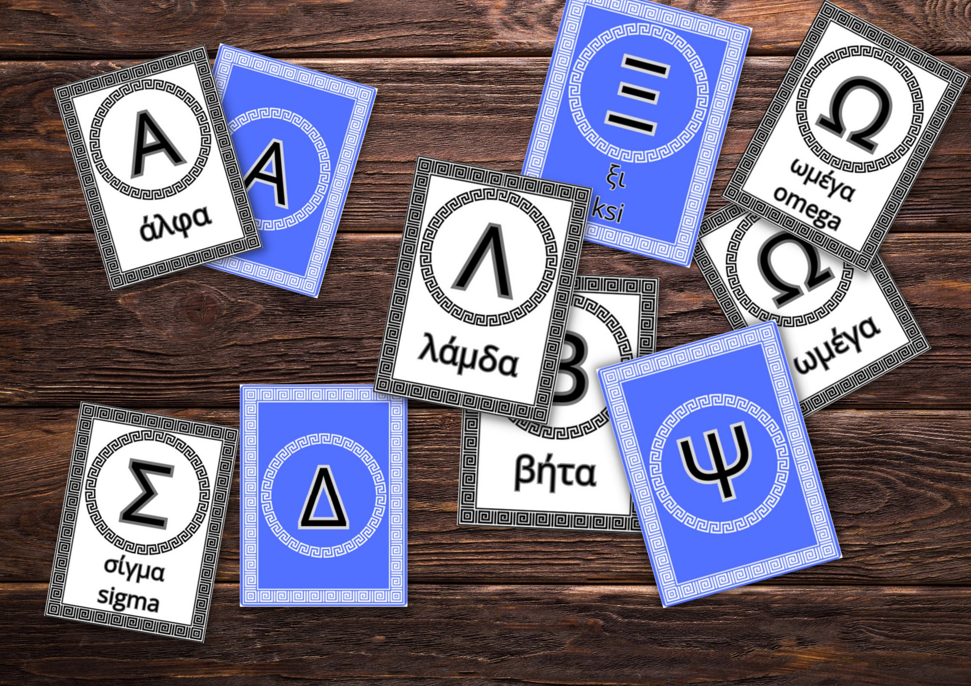 Greek Alphabet Flashcards, Printable, Color and Black and White ...