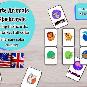 Cute Animal Flashcards: Learn English Names (digital Download) - Etsy