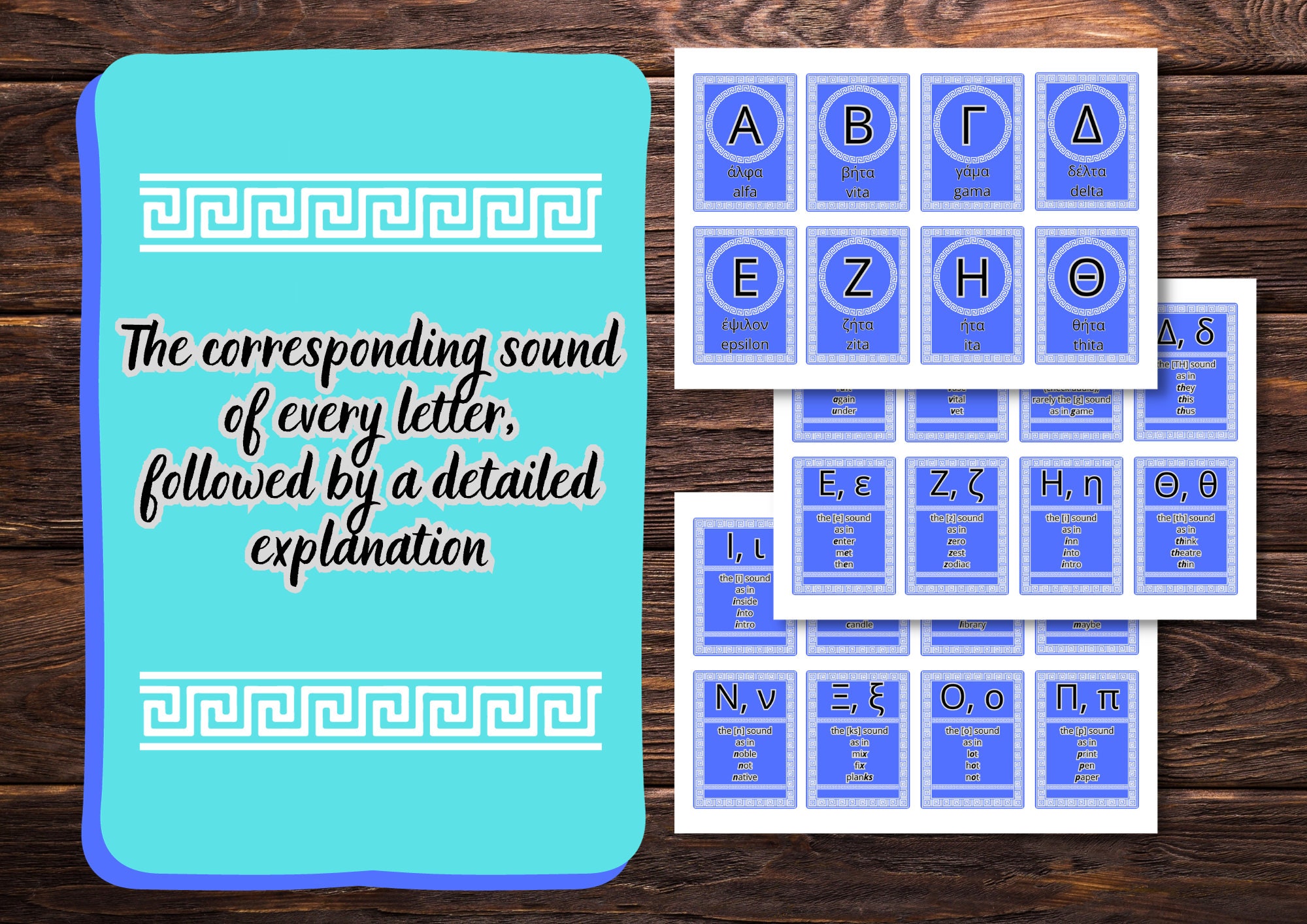 Greek Alphabet Flashcards, Printable, Color and Black and White ...