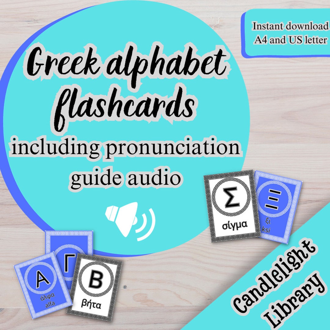 Greek Alphabet Flashcards, Printable, Color and Black and White ...