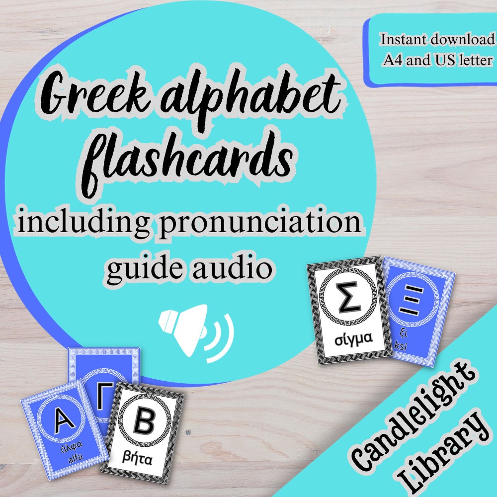 Greek Alphabet Flashcards, Printable, Color and Black and White ...
