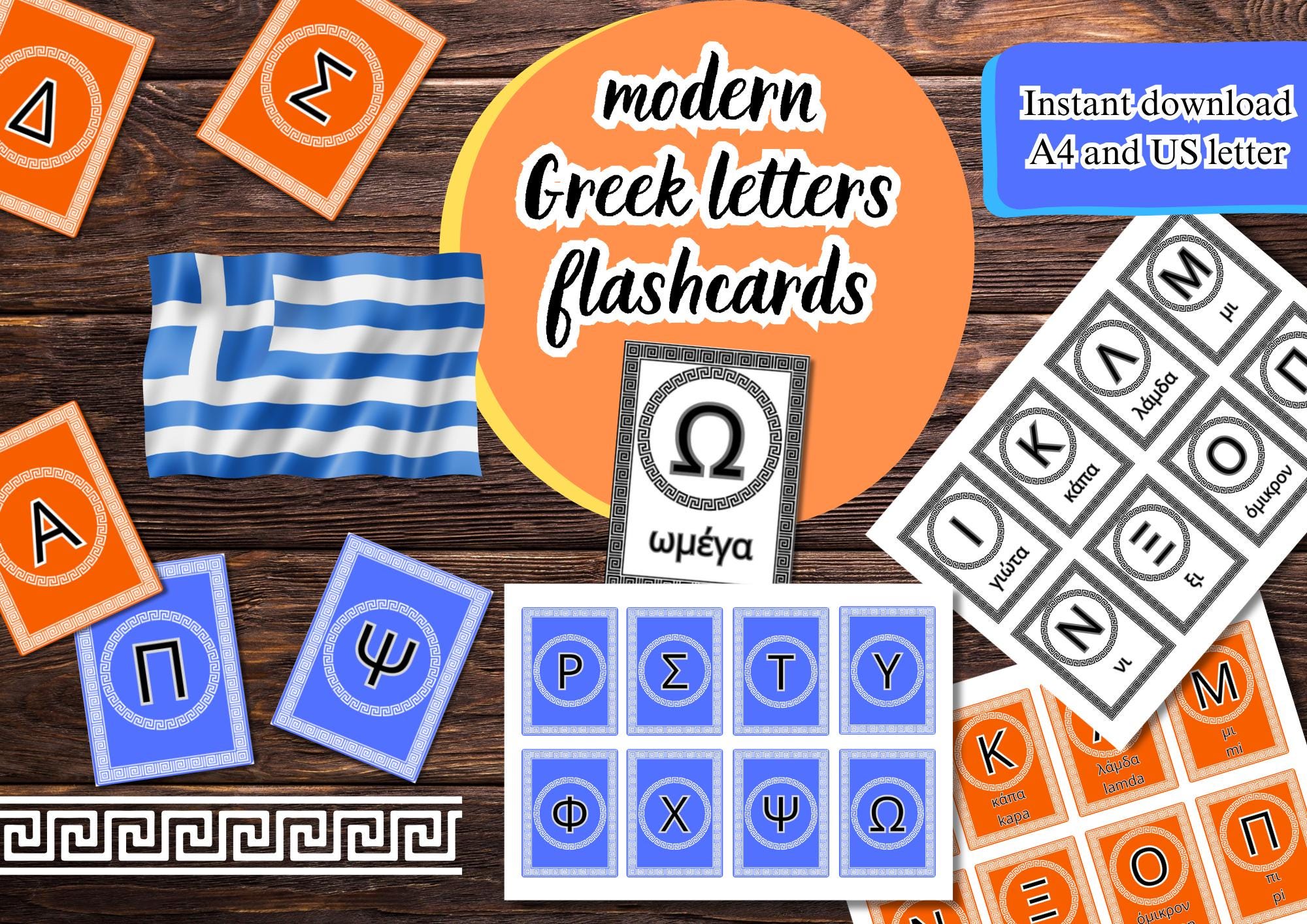 Modern Greek Letters Flashcards. Learn the Modern Greek Alphabet With ...