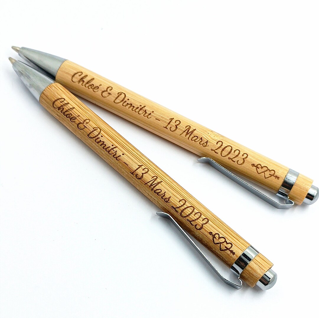 Personalized Bamboo Pen Wedding Gift Baptism Witnesses Mistress Company ...