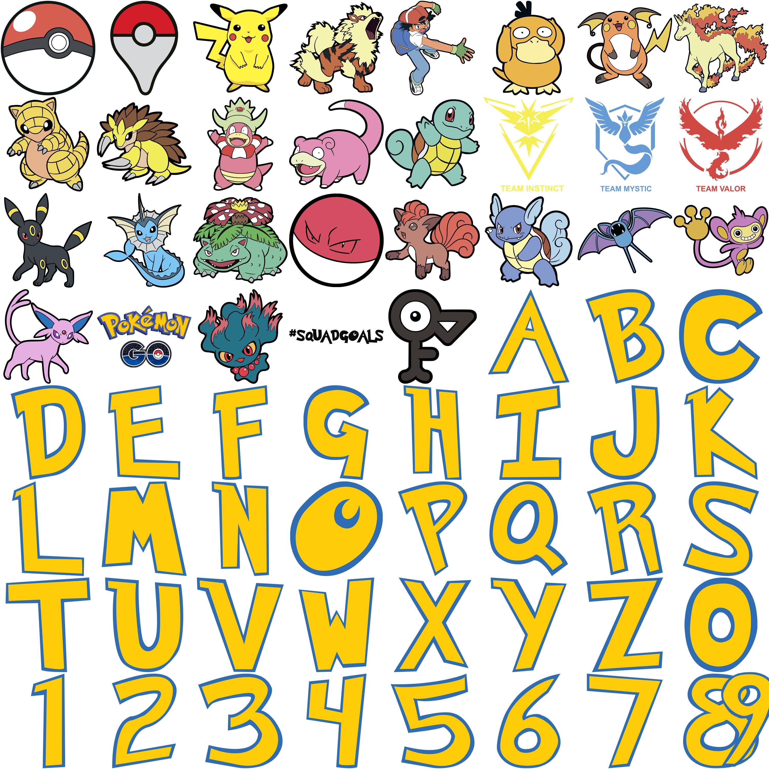 Pokemon SVG Bundle Mega, Pokemon Font Svg, Digital Download Pikachu Svg ...