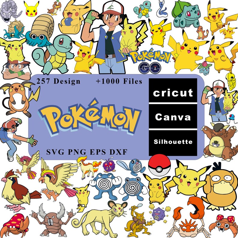 Pokemon SVG Bundle Mega, Pokemon Font Svg, Digital Download Pikachu Svg ...