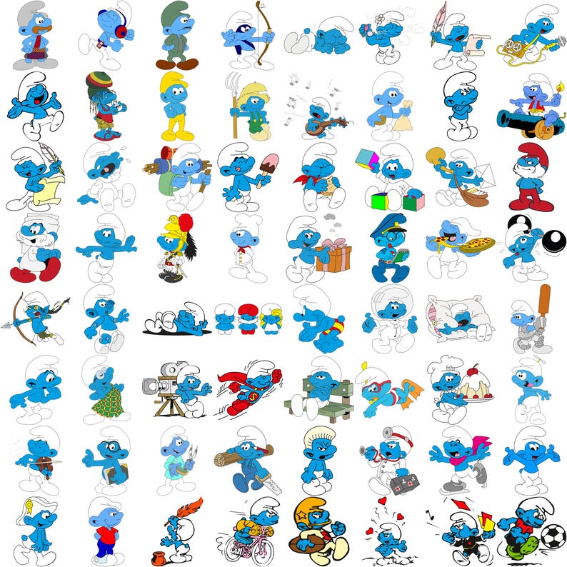 Paquete de Svg de los Pitufos, Smurfs Png, Archivos de imágenes ...