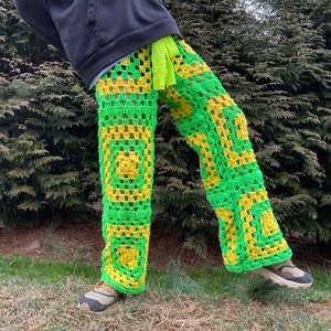 Black Light Neon Crochet Rave Pants - Etsy
