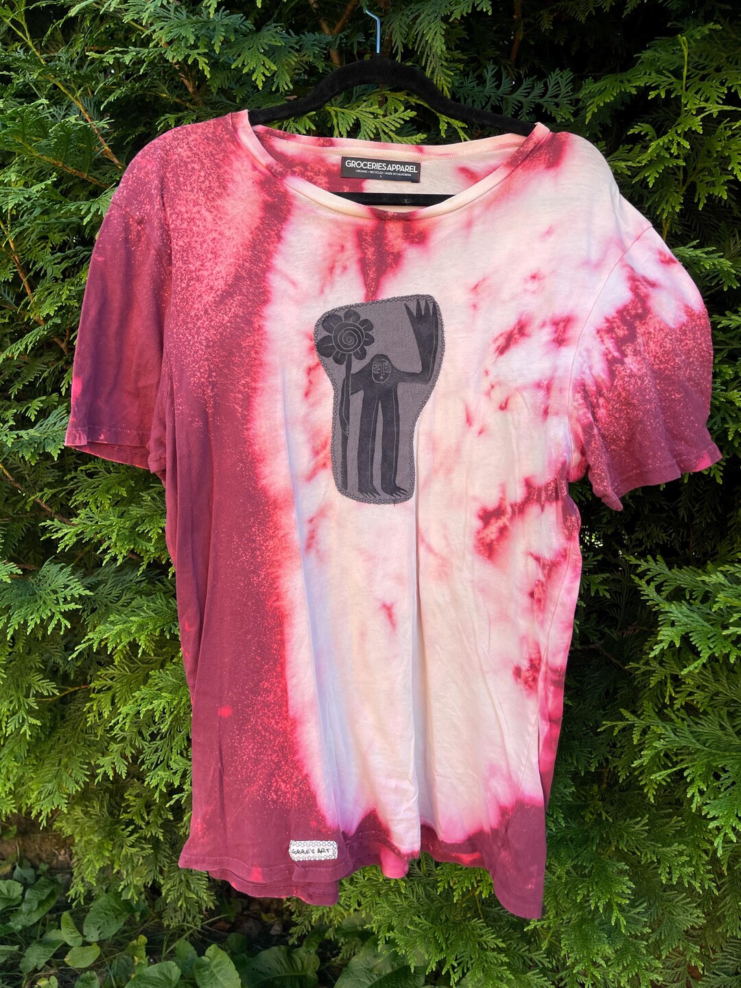 Flower Guy Waving Hello Print Bleach Dyed T-shirt - Etsy