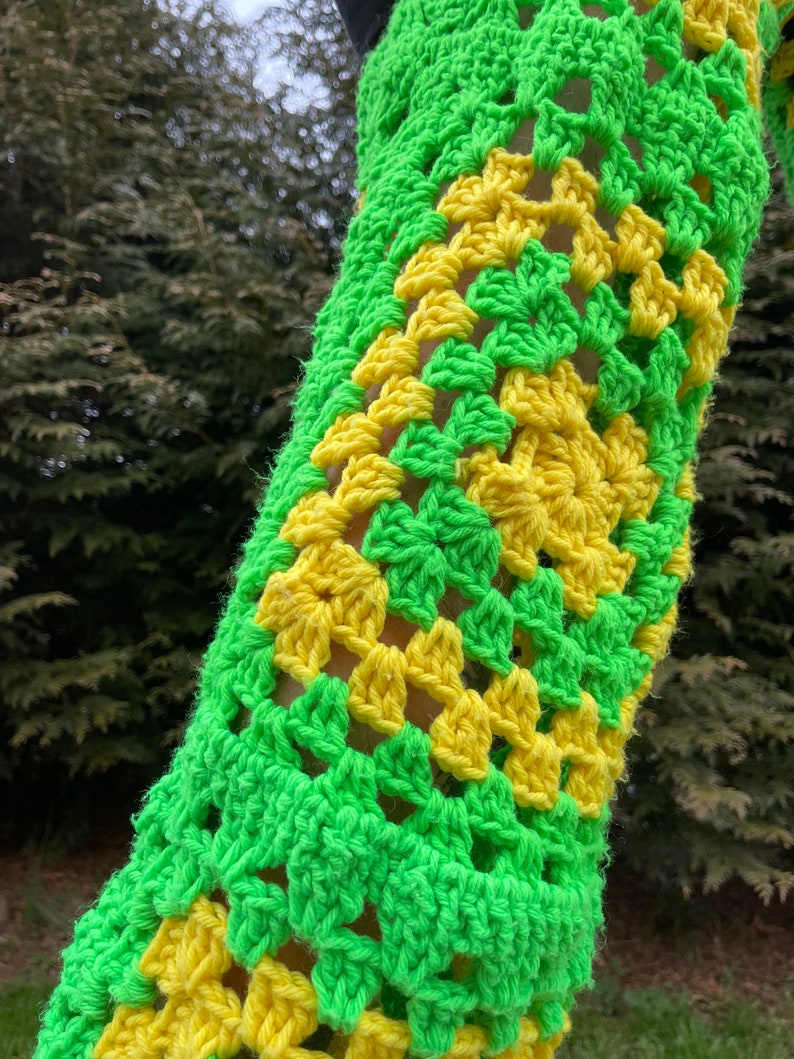 Black Light Neon Crochet Rave Pants - Etsy