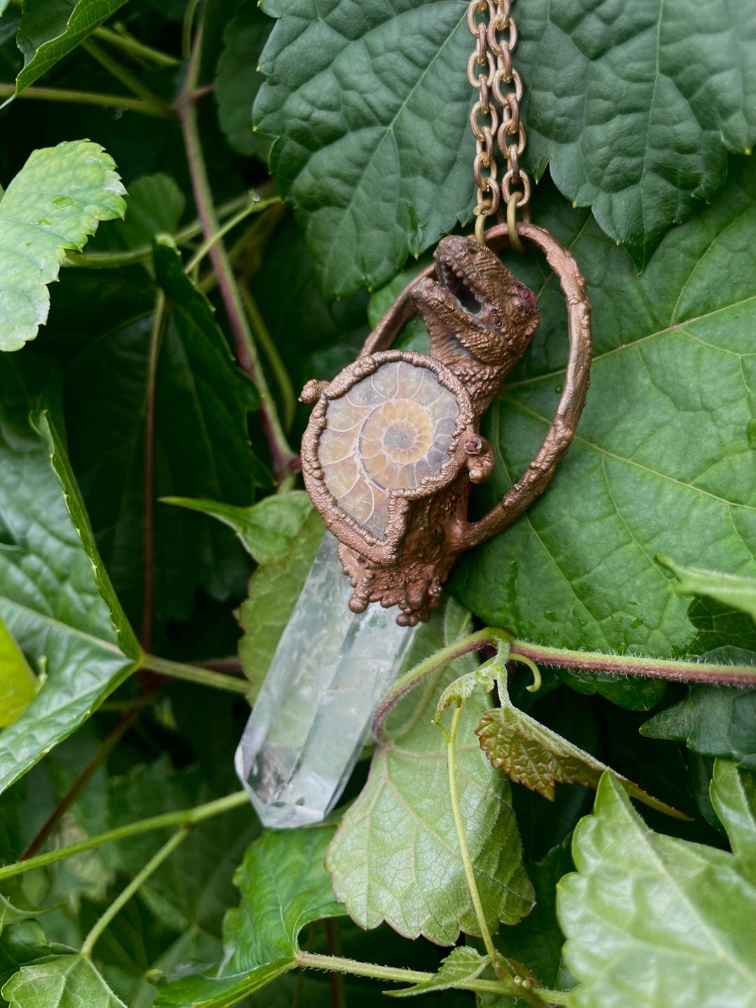 Electroformed Copper T-rex Ammonite Quartz Pendant - Etsy