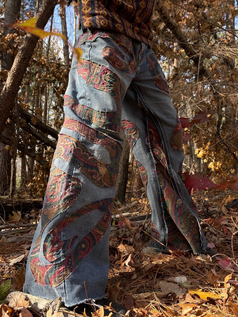 Upcycled Paisley Swirl Raver Pants - Etsy