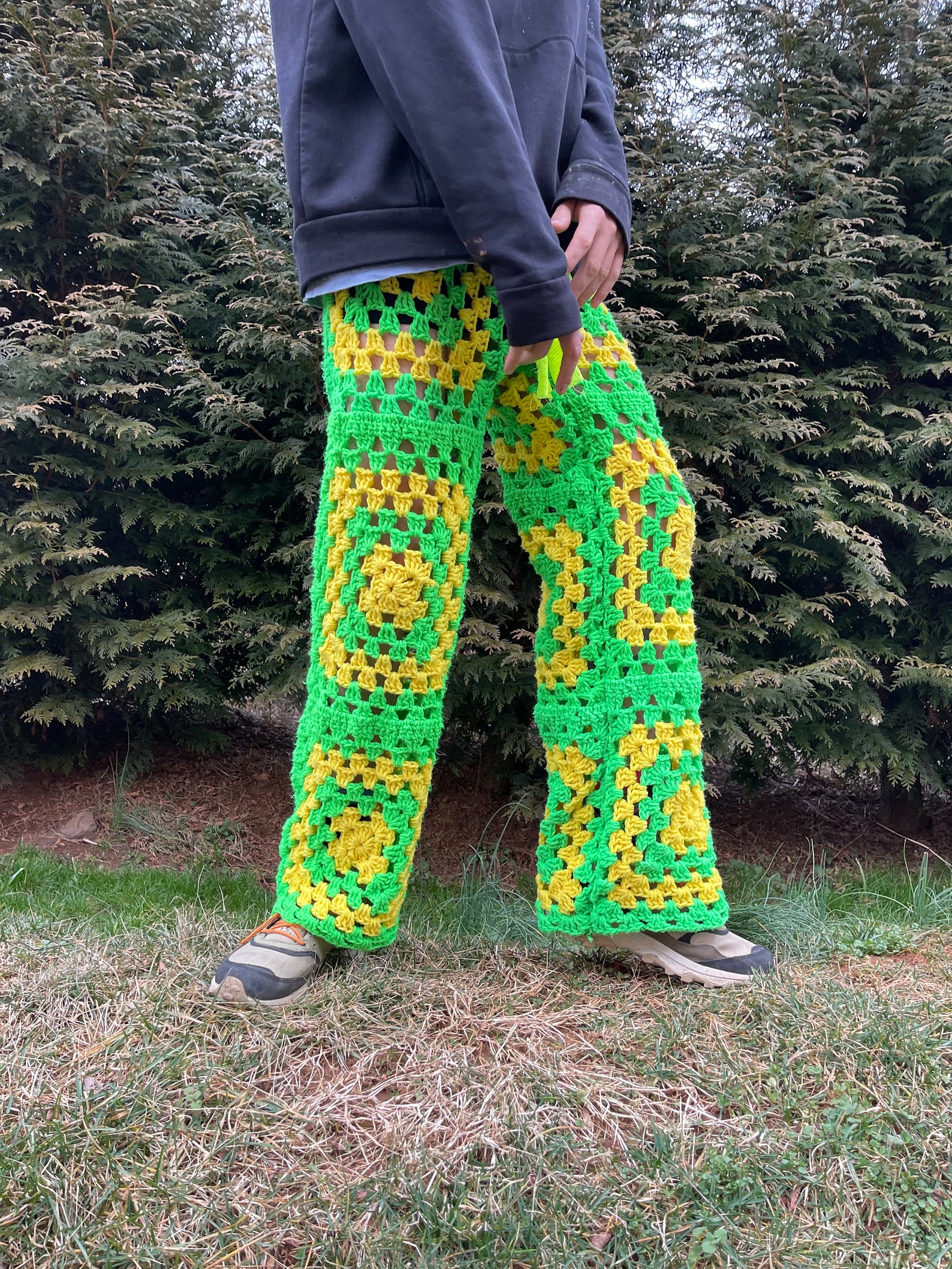 Black Light Neon Crochet Rave Pants - Etsy