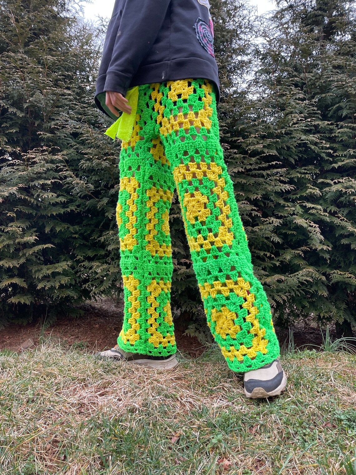 Black Light Neon Crochet Rave Pants - Etsy