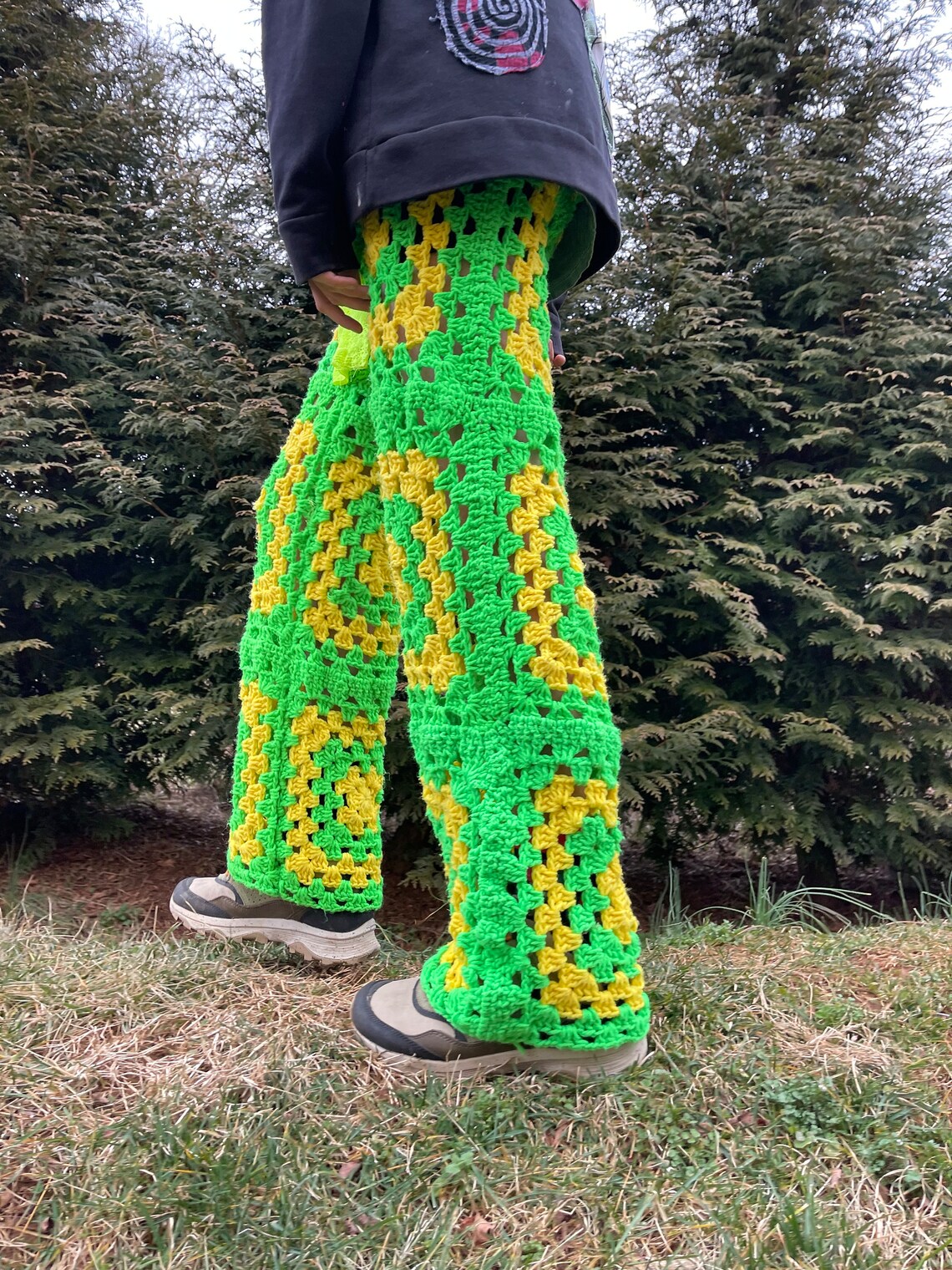 Black Light Neon Crochet Rave Pants - Etsy