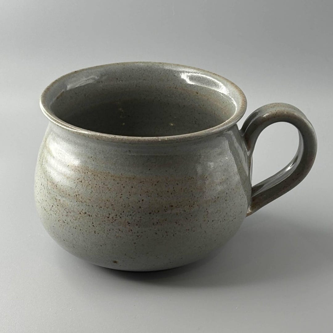 Stoneware Mug, Bulb Shape Design, Glossy Grey Finish, Ceramic Coffee ...