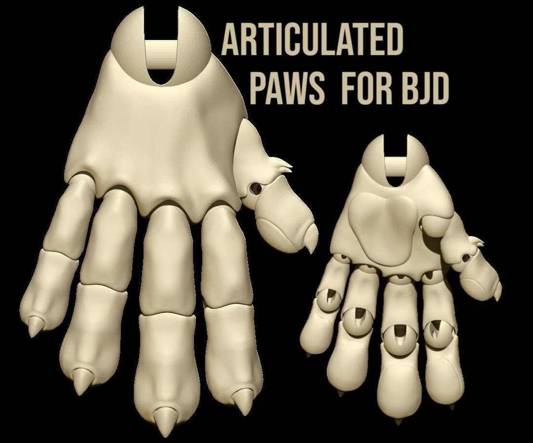 Articulated Furry Hands Paws for BJD Doll Animal-like 3D Model | Read ...