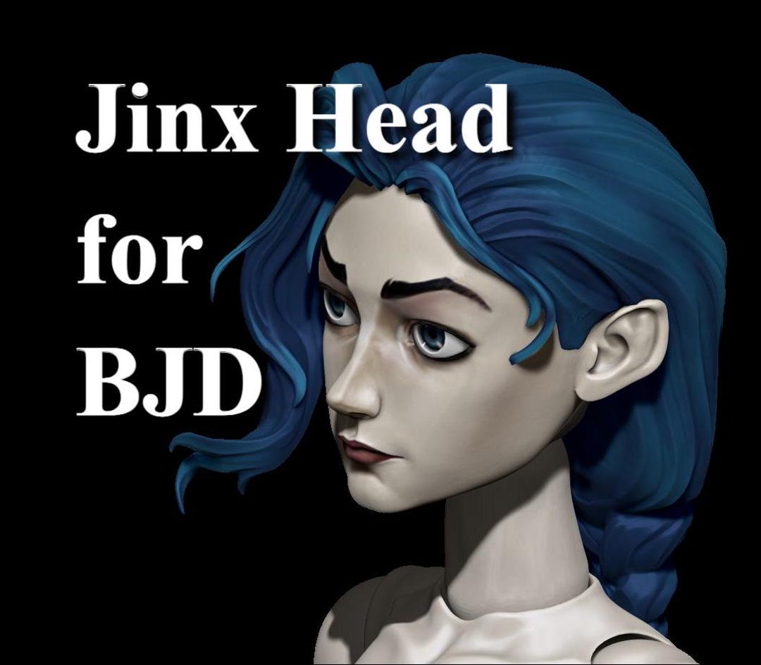 Jinx Arcane Custom Doll Head BJD 3D Model | League of Legends Doll ...