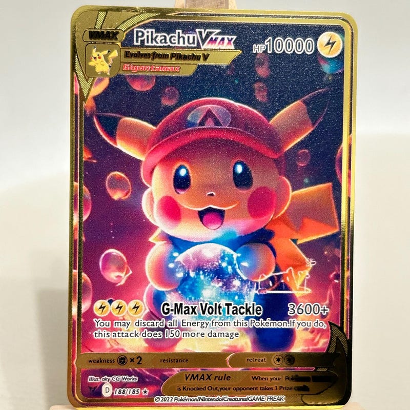 Gold Pikachu Card - Etsy