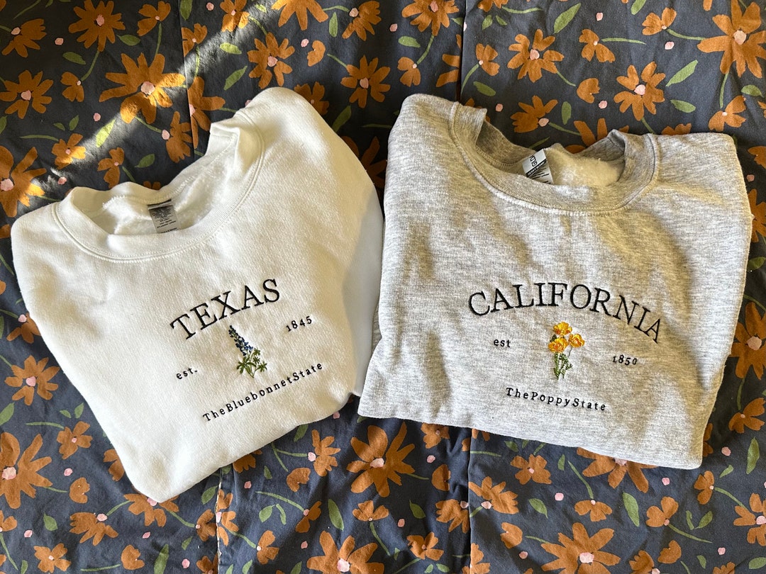Embroidered State Flower Sweatshirt Unisex State Crewneck, State ...
