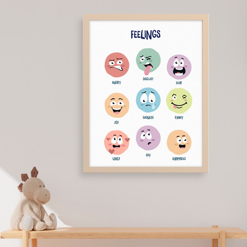 Rainbow Feelings Chart, Emotions Print, PRINTABLE Wall Art, Montessori ...