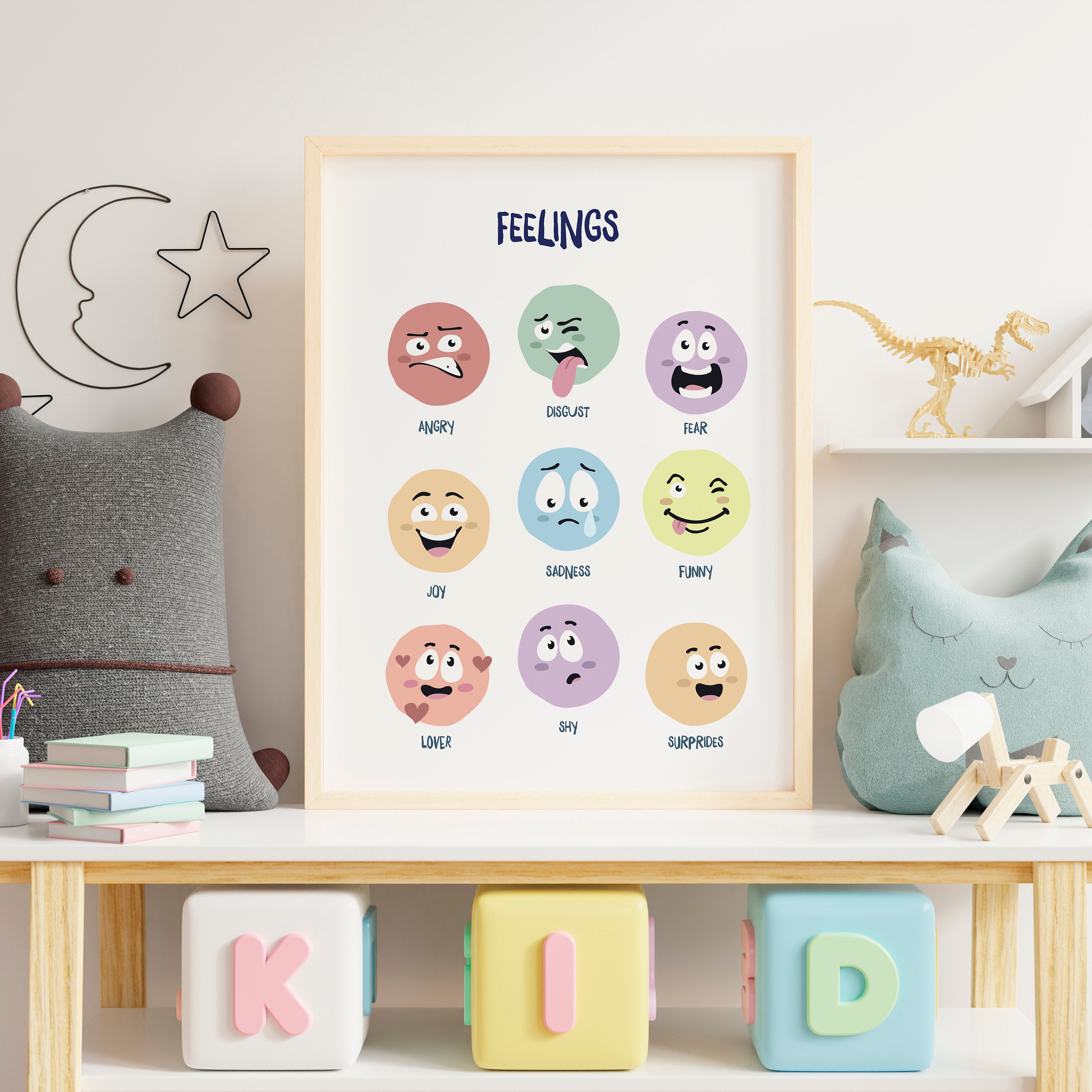 Rainbow Feelings Chart, Emotions Print, PRINTABLE Wall Art, Montessori ...