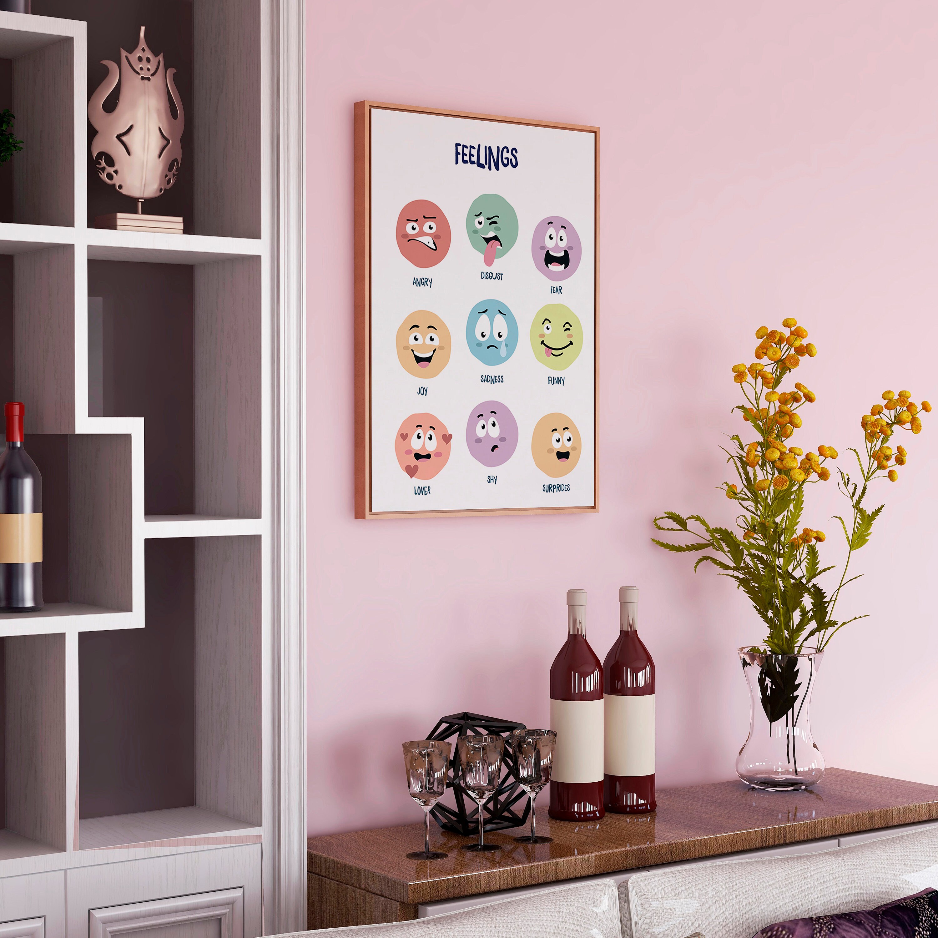 Rainbow Feelings Chart, Emotions Print, PRINTABLE Wall Art, Montessori ...