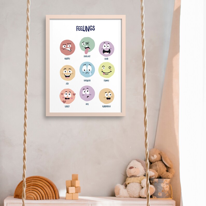 Rainbow Feelings Chart, Emotions Print, PRINTABLE Wall Art, Montessori ...