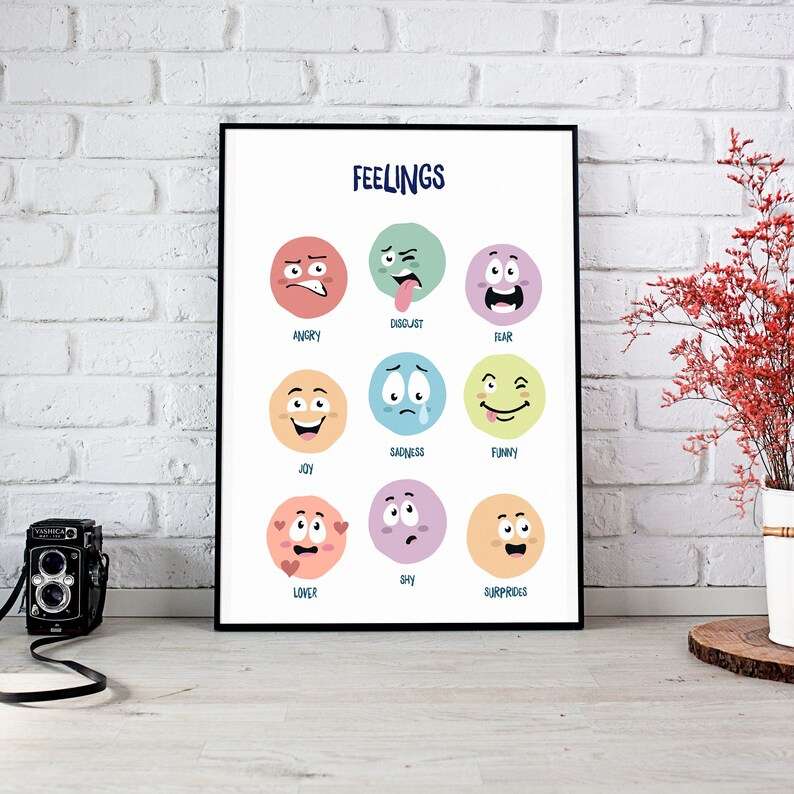 Rainbow Feelings Chart, Emotions Print, PRINTABLE Wall Art, Montessori ...