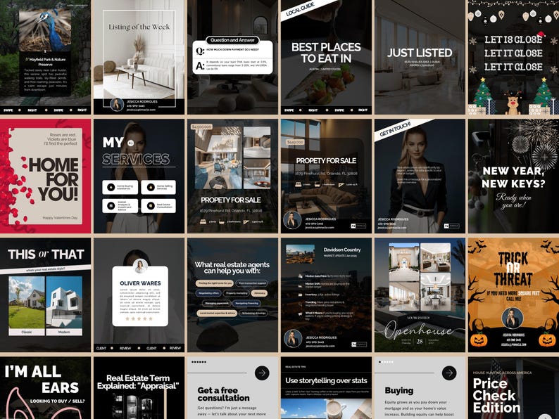Realtor Instagram Templates: Modern Real Estate Marketing Kit (canva ...