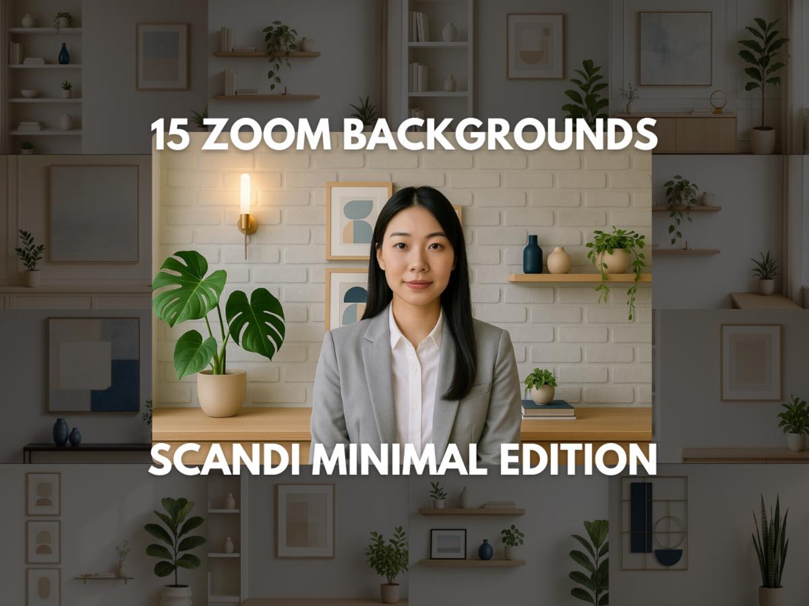 Minimalist Home Office Zoom Backgrounds Bundle | Virtual Meeting ...