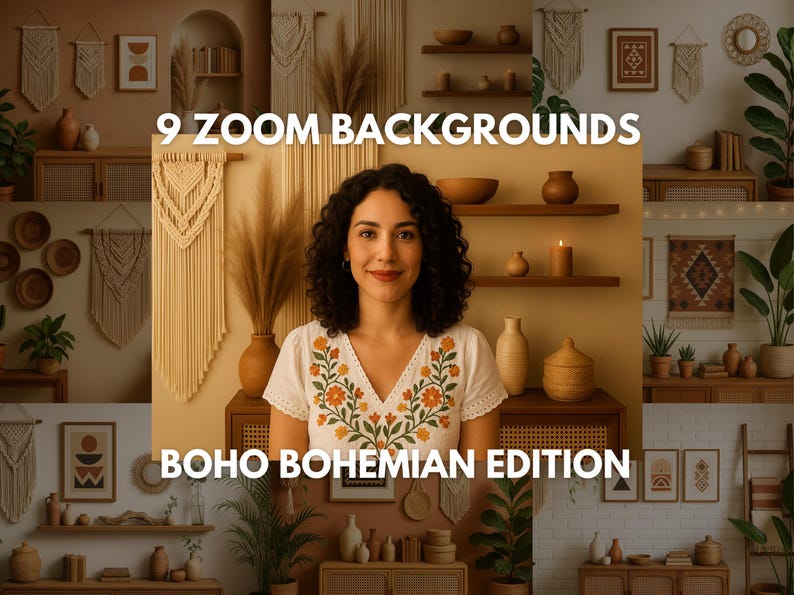 Boho Bohemian Office Zoom Background | Virtual Background for Zoom ...