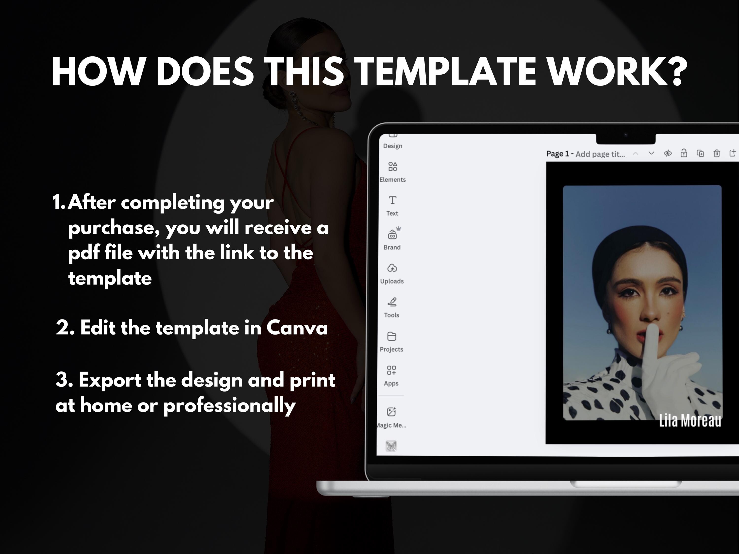 Editable Model Comp Card Canva Template: 5x7 & A5 (digital) - Etsy