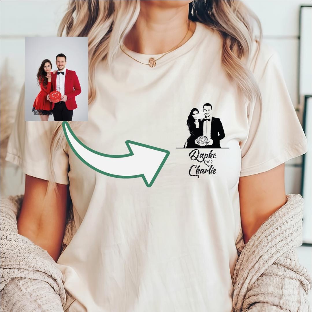 Custom Portrait Photo Shirts, Custom Couples Portrait Pocket Shirt ...