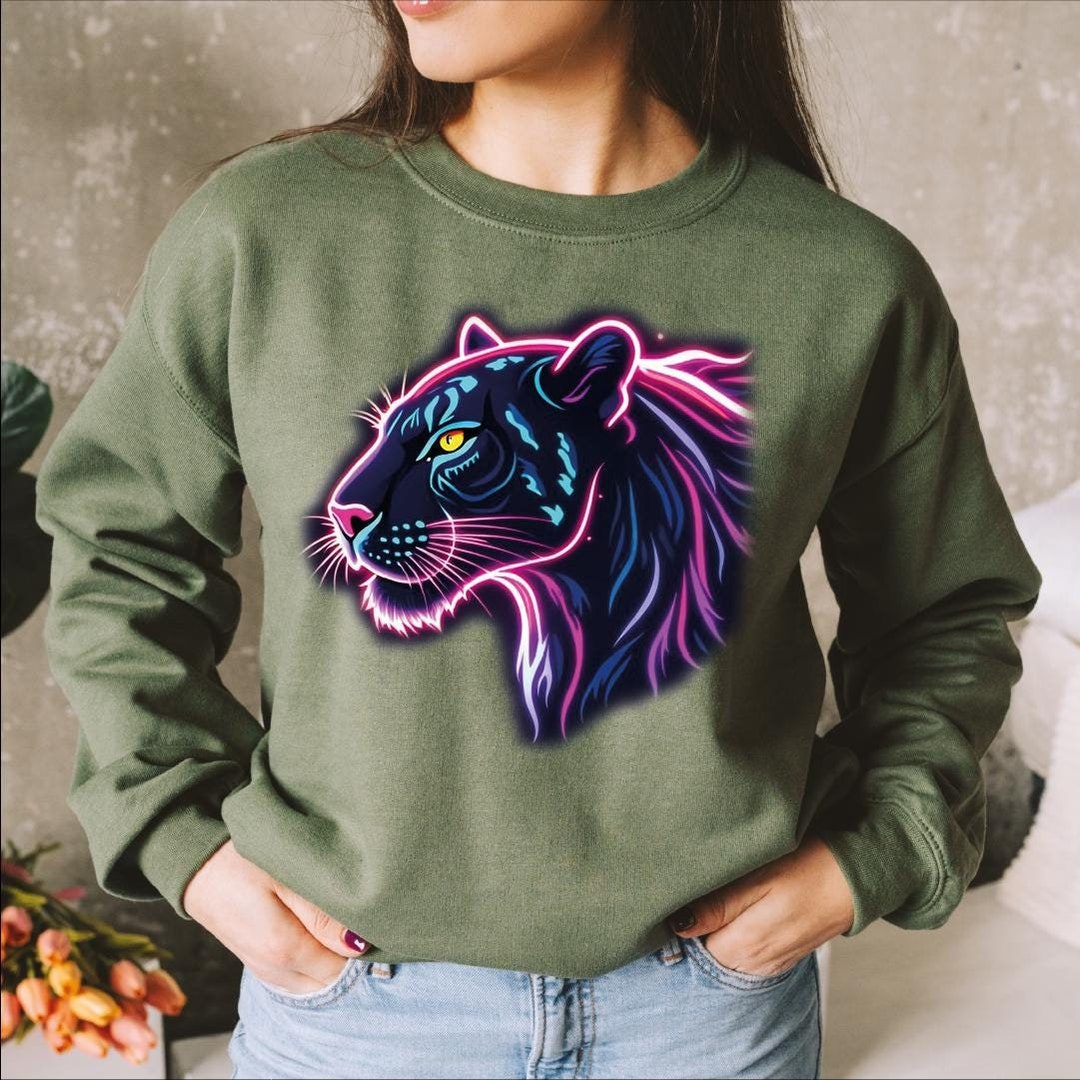 90s Inspired Panther Sweatshirt, Vintage Style Panther Sweater, Adult ...