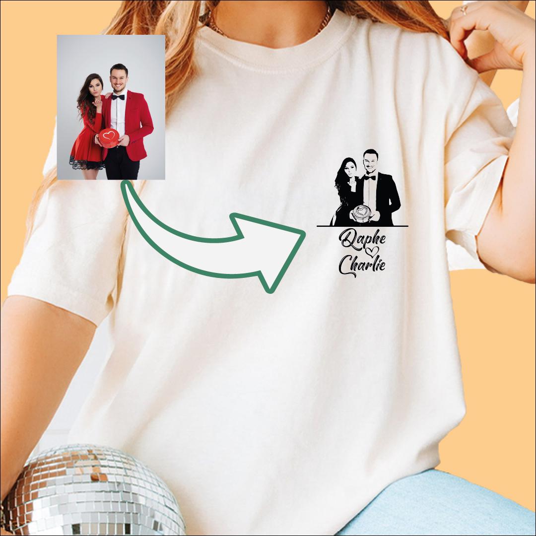 Custom Portrait Photo Shirts, Custom Couples Portrait Pocket Shirt ...