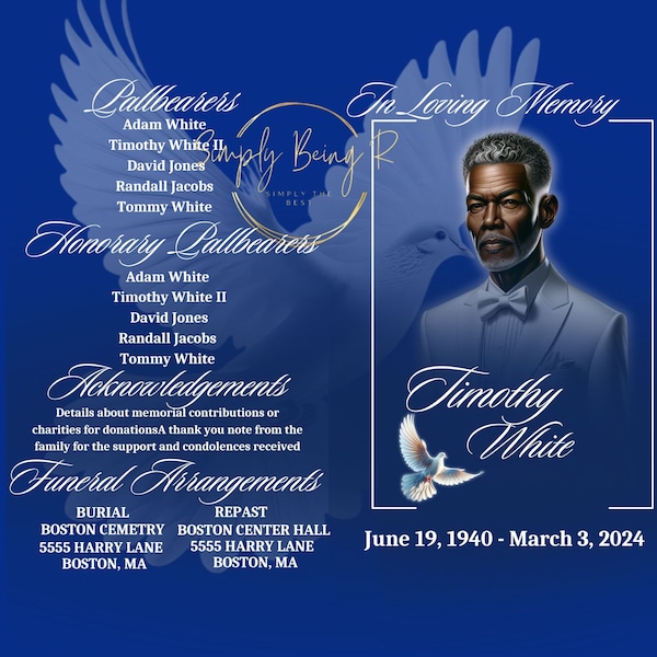 Pet Funeral Template - Etsy