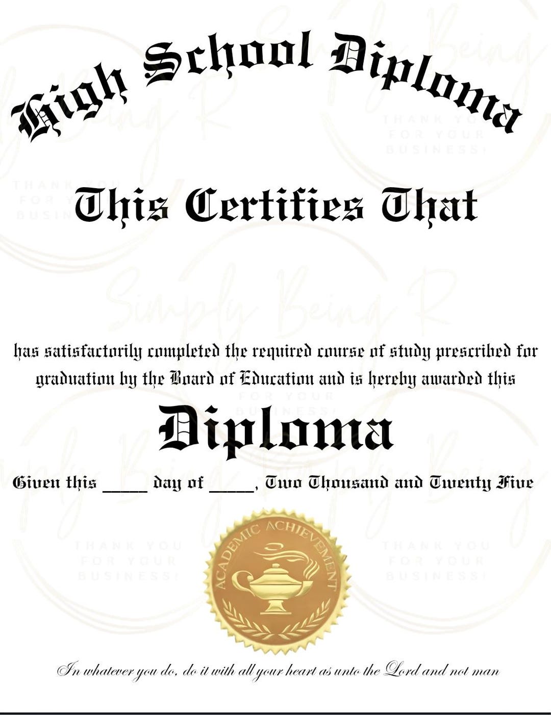 Canva Editable High School Diploma Template: Portrait & Landscape ...