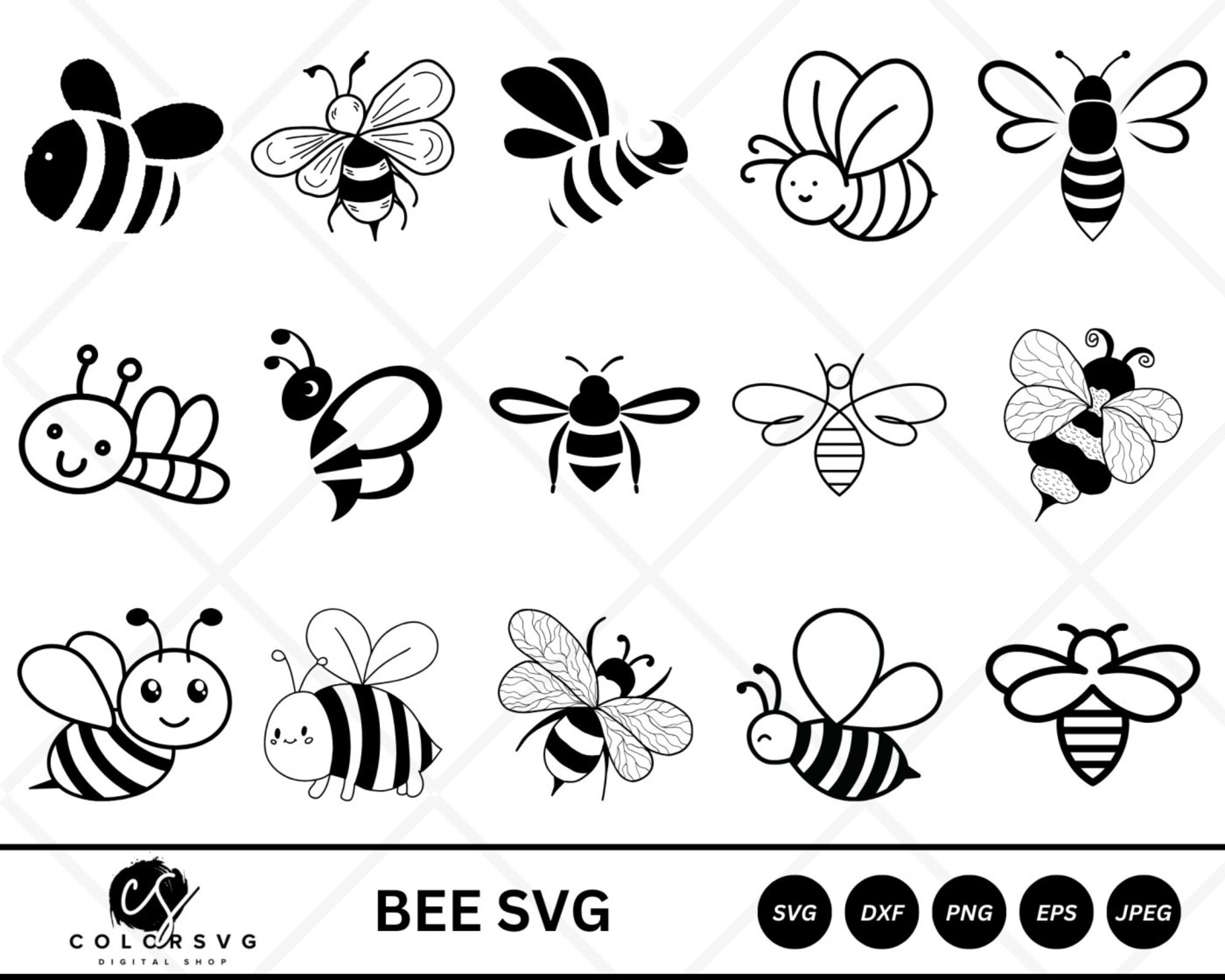Bee Svg - 15 Honey Bee Svg - Cut Files - Bumble Bee Svg - Bee Kind Svg ...
