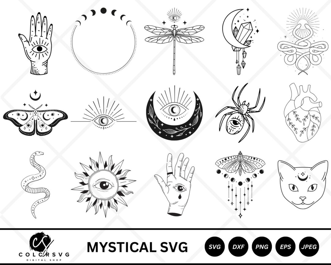 Mystical Svg - 15 Witchy SVG Bundle - Celestial Svg - Mystic Moon Svg ...