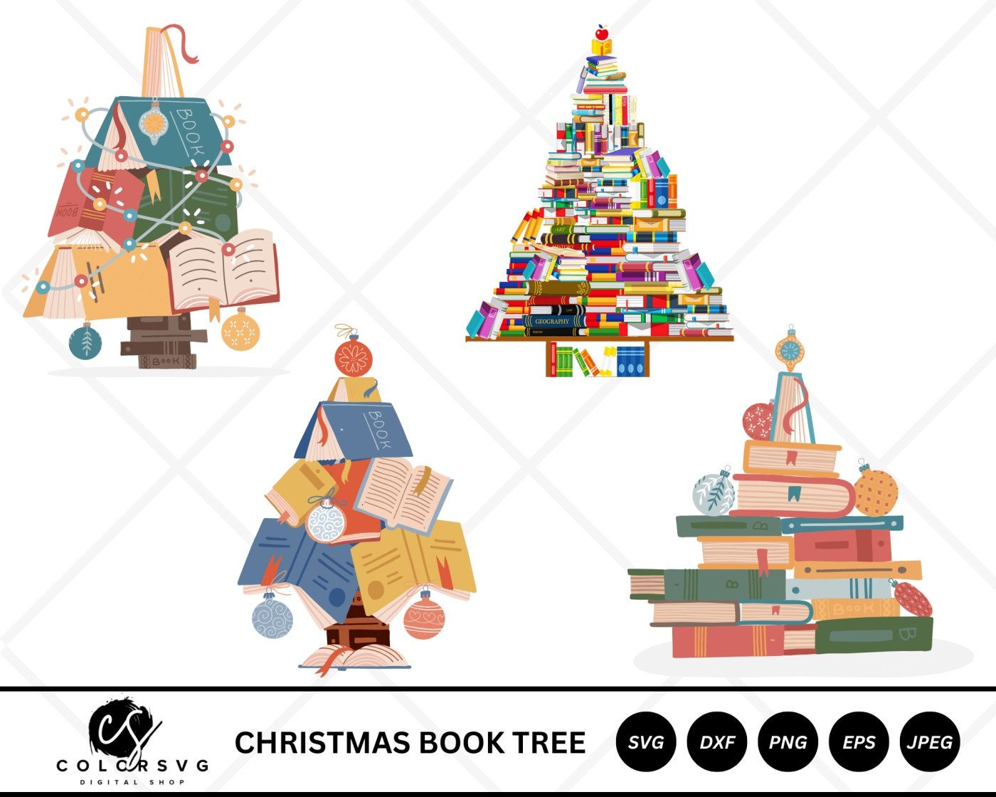 Christmas Book Tree Svg, Christmas Svg, Gift for Teachers, Teacher ...