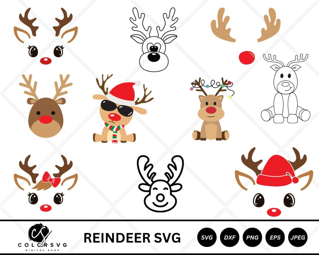 Reindeer Svg - 10 Christmas Reindeer SVG Bundle - Girl Reindeer SVG ...