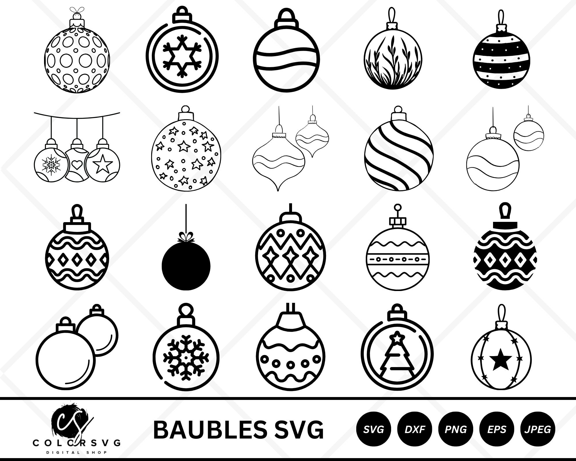 Baubles Svg - Christmas Decorations - Ornament Svg - Christmas Balls ...