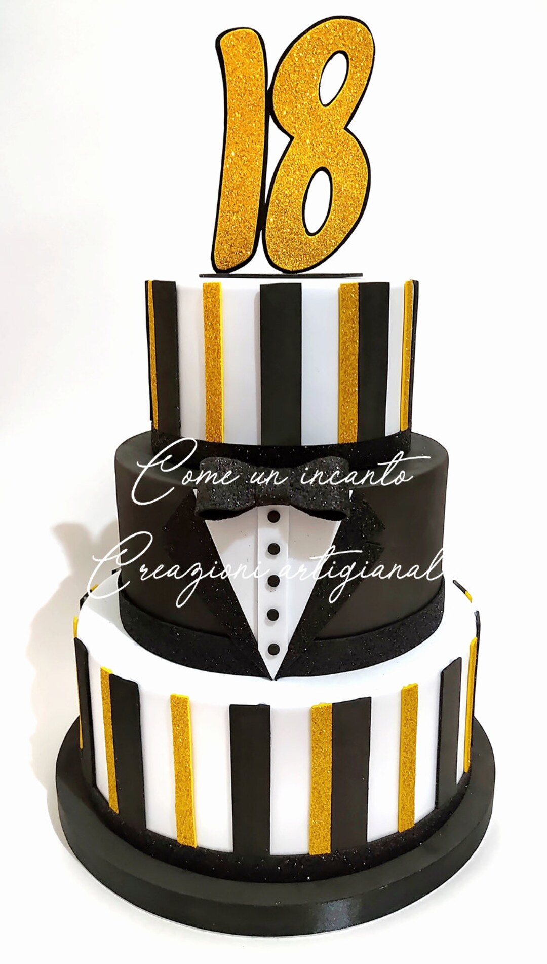 Scenic Fake 18th Birthday Tuxedo Cake, Black Gold, 3 Tier EVA Rubber - Etsy