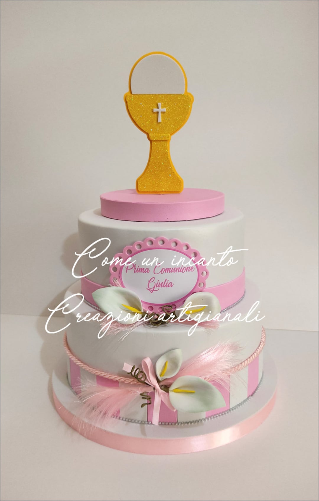 Scenic Fake First Communion Cake With Pink Calla Lilies and - Etsy