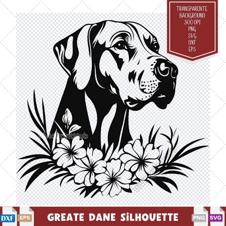 Great Dane SVG Silhouette for Cricut & Laser Engraving Dog Silhouette ...