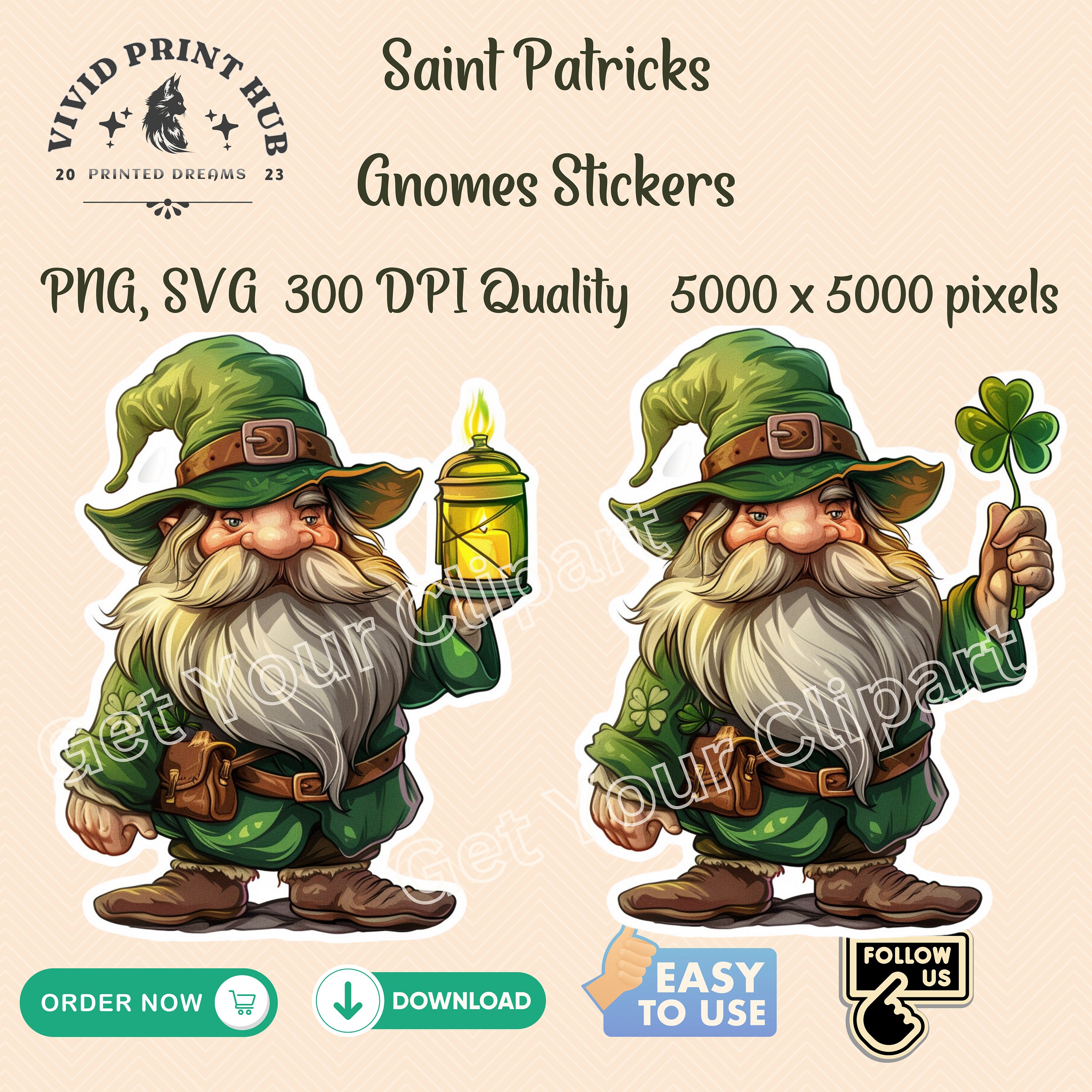 St Patrick Day Gnomes Stickers PNG and SVG Files, High Quality Clipart ...